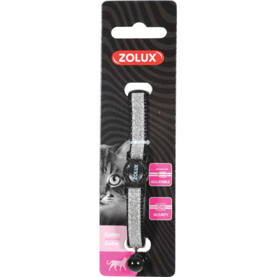 zolux - Collier SHINY nylon réglable de 17 à 30 cm, noir pour chat ...