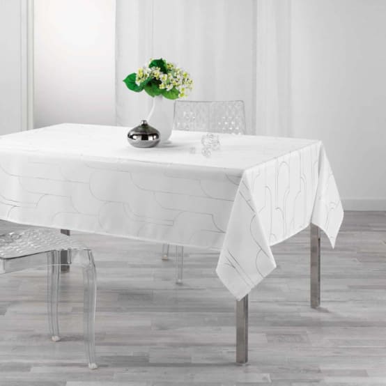 Nappe Imprimée "Domea" 150x300cm Blanc - Gamm vert