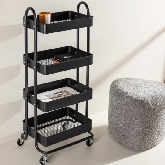 Étagère 4 Niveaux en Métal "Manaus" 104cm Noir - Gamm vert