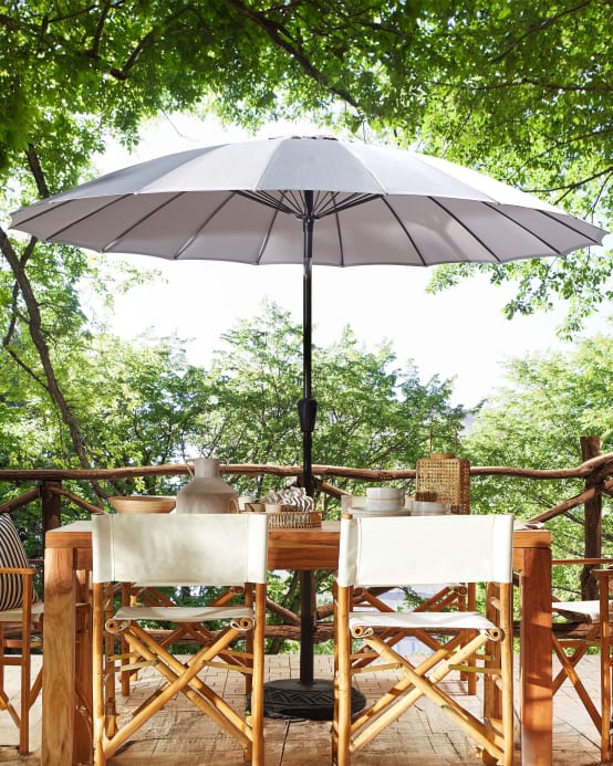 Parasol Gris Clair Pied en Aluminium Textile ⌀ 255 cm Moderne Forme ...