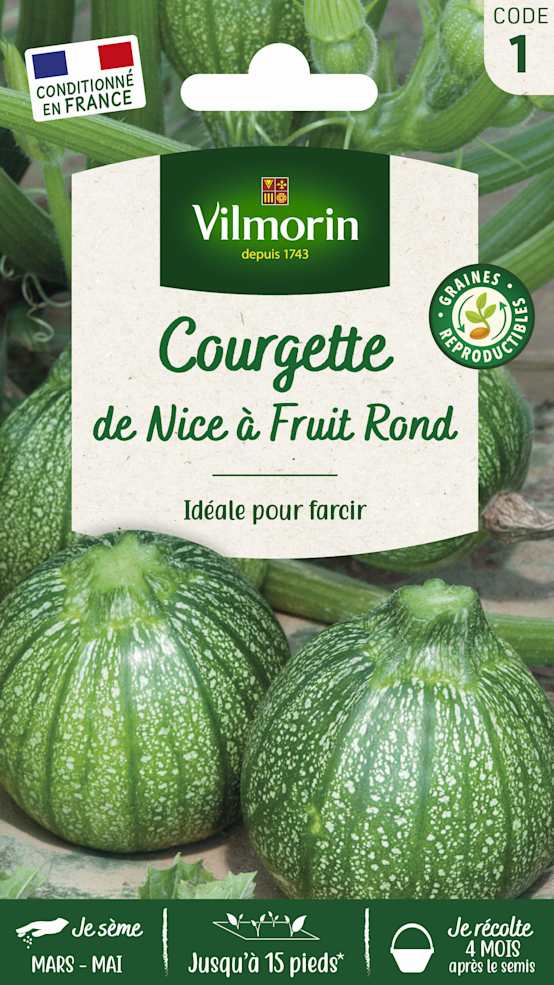 Courgette de Nice a fruit rond série 1 sachet graines 5 g - Vilmorin ...