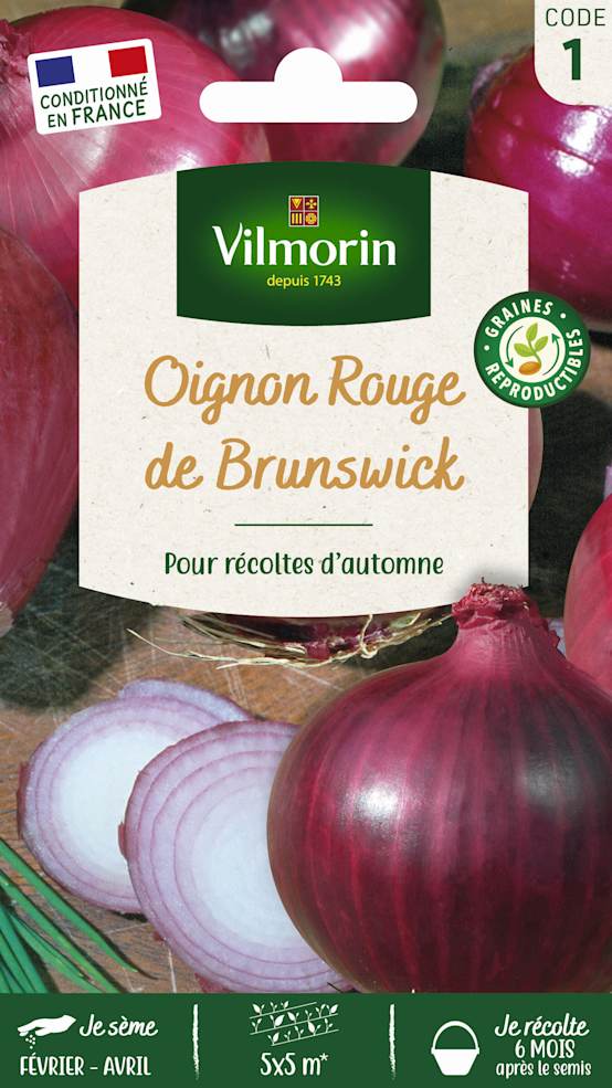 Oignon rouge de Brunswick série 1 sachet graines 5 g - Vilmorin - Gamm vert