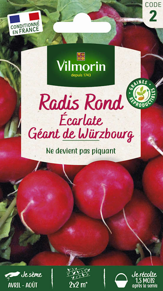 Radis rond écarlate géant de Wurzbourg série 2 sachet graines 6 g ...