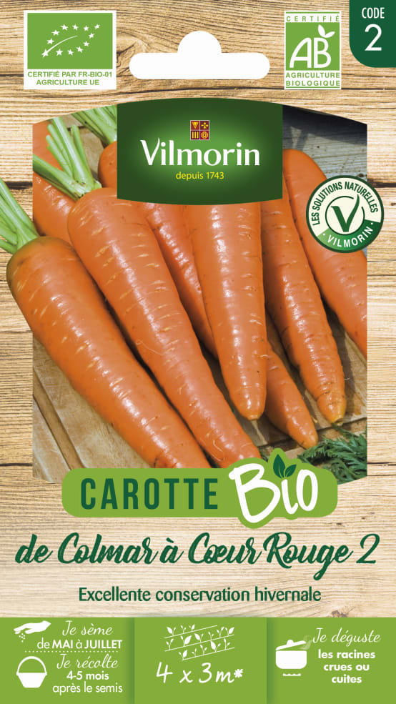 Carotte de Colmar à cœur rouge 2 Bio série 2 sachet graines 4 g ...