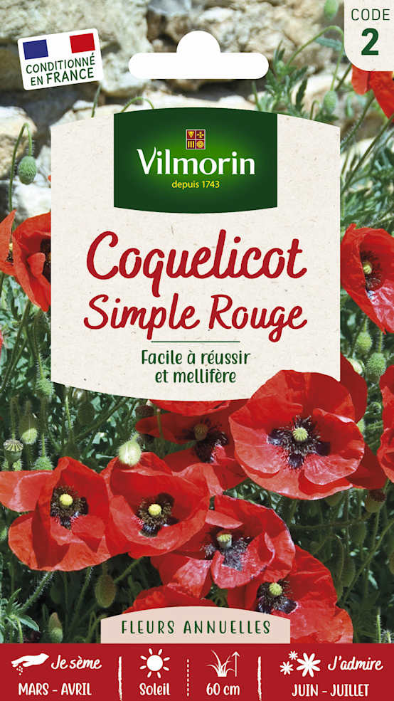 Coquelicot simple rouge série 2 sachet graines 1 g - Vilmorin - Gamm vert