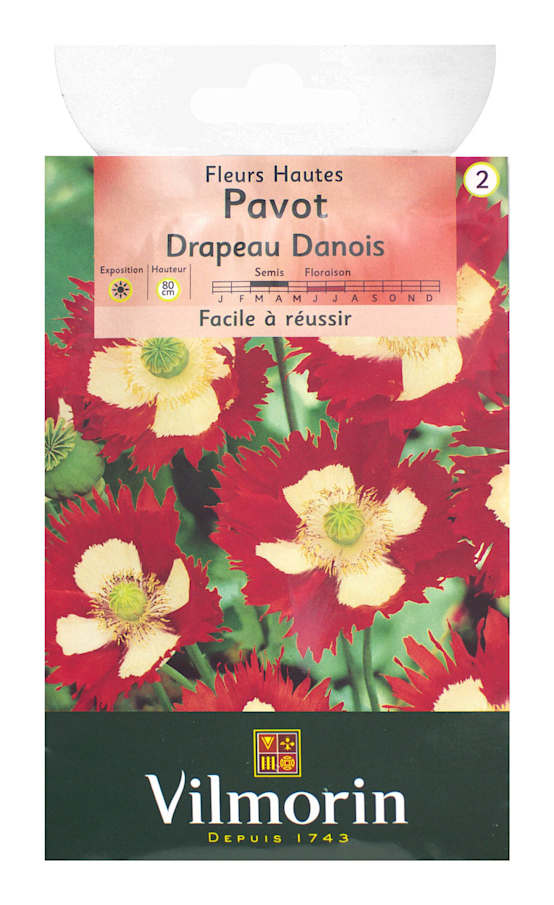 Graines pavot drapeau danois rouge VILMORIN - Gamm vert