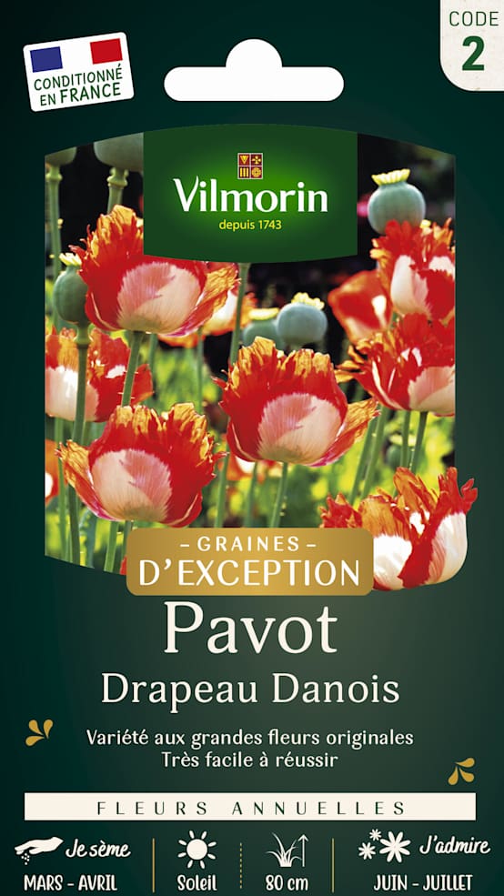 Graines pavot drapeau danois rouge VILMORIN - Gamm vert