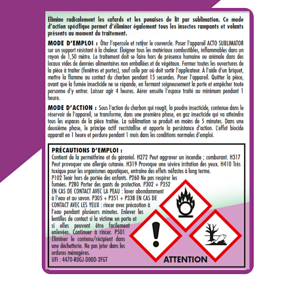 Fumigène Insecticide Perméthrine 200 m3 – ACTO - Gamm vert