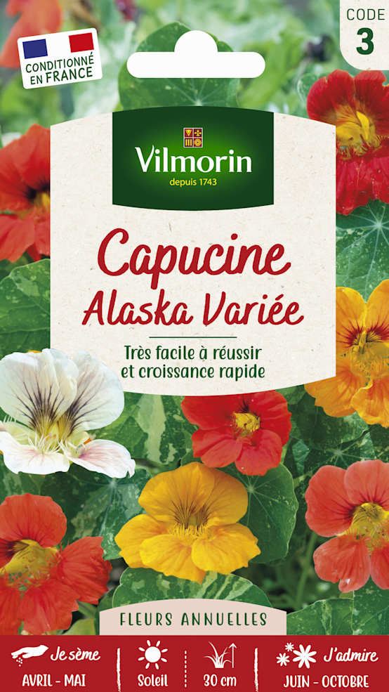 Capucine Alaska Variée serie 3 sachet graines 5 g - Vilmorin - Gamm vert
