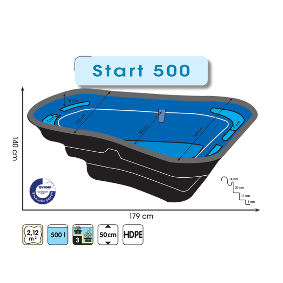 Bassin de jardin préformé Start 500 L - Ubbink - Gamm vert