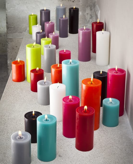 Bougie cylindrique ø7 x H10 cm rouge - Gamm vert