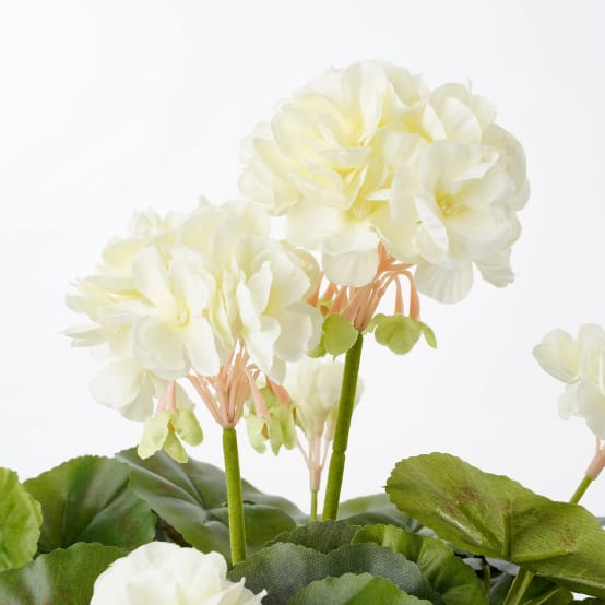 Géranium Crème Artificiel en pot Stan gris H.34 x Ø 20 cm - Gamm vert