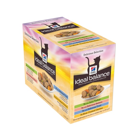 Aliment pour chat adulte Ideal Balance Pack 4 saveurs 12 X 85 g - Gamm vert