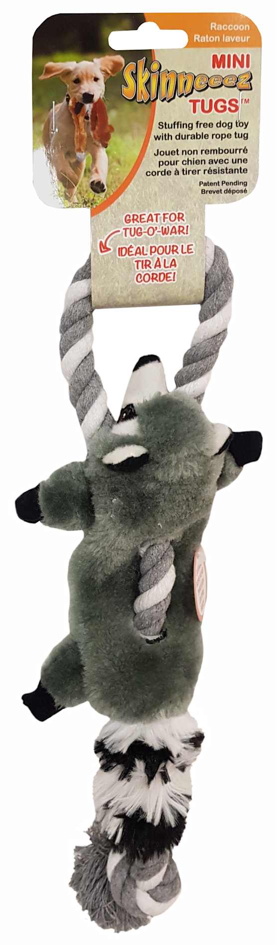 Skinneeez - Jouet pour chien raton laveur Mini Tugs gris - Gamm vert