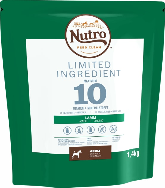 Nutro - Croquettes limited ingredient Agneau pour Chien - 1,4Kg - Gamm vert