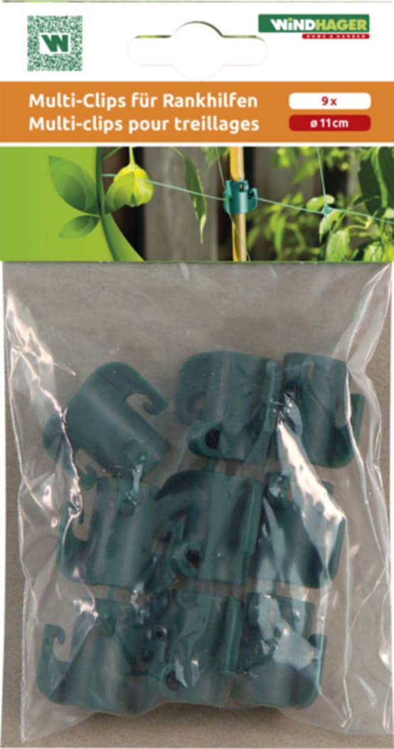 Multi-clips pour treillage Ø11 mm (x9) - L.2 x l.9,1 x H.18 cm - Gamm vert