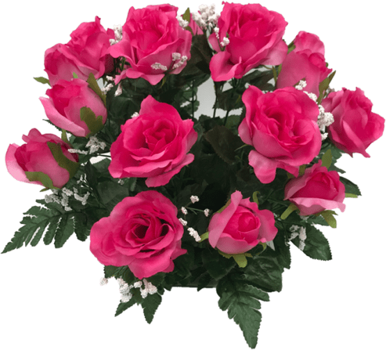 Coupe de roses roses Ø.25 x H.35 cm - Gamm vert