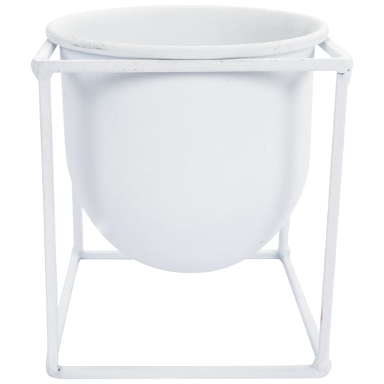 Cache pot en métal blanc Ø.11 x H.12,5 cm - Gamm vert