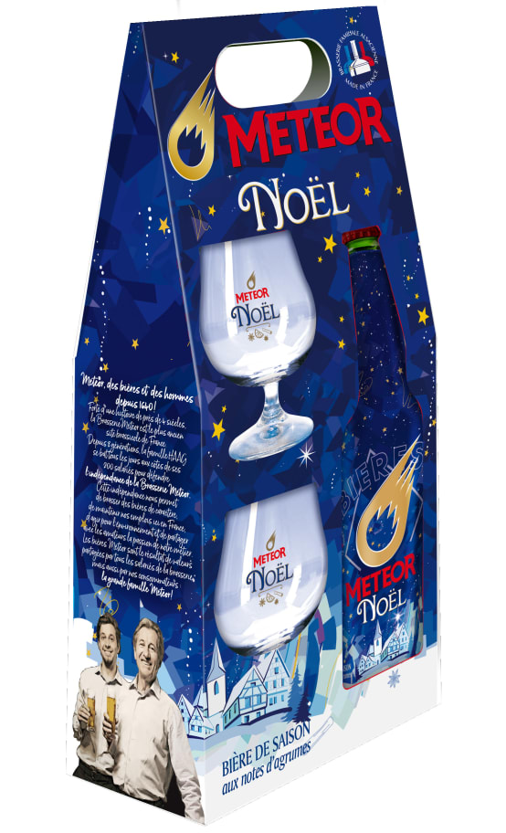 Brasserie Meteor - Coffret Bière de Noël 65 cl + 2 verres - Gamm vert