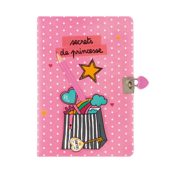 Carnet intime Amy Princesse losange + cadenas et crayon - Gamm vert