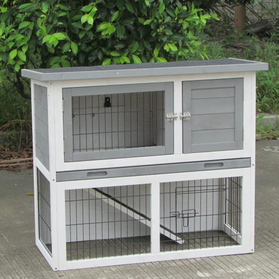 Lifland - Clapier First Double gris/blanc L.90 x l.45 x H.80 cm - Gamm vert