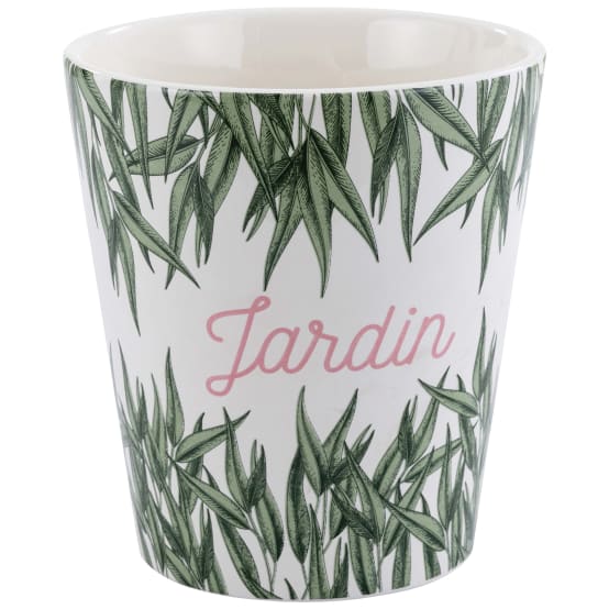 Cache pot fleur en céramique Ø.14 x H.15,5 cm - Gamm vert