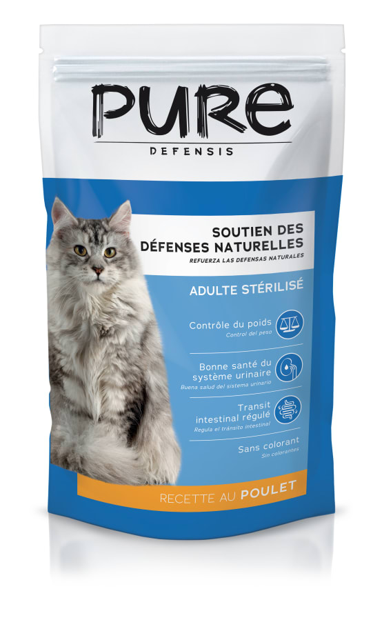 Croquettes chat stérilisé au poulet 3kg - Pure Defensis - Gamm vert
