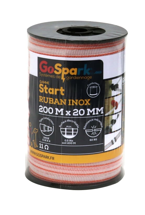 Ruban Economy Line 20mm, 200m 4 x 0,16mm inox, blanc/orange - Gamm vert