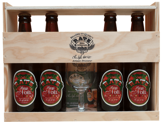 Coffret bières de Noël 4 x 33cl + 1 verre - Brasserie Ratz - Gamm vert