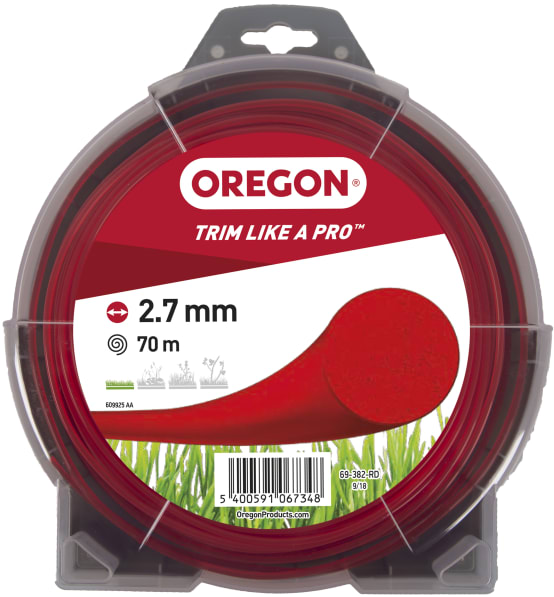 Fil débroussailleuse rond nylon rouge Ø 2,7 mm L 70 m – OREGON - Gamm vert