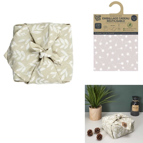 EMBALLAGE CADEAU REUTILISABLE COTON 70X70CM M16 - Gamm vert