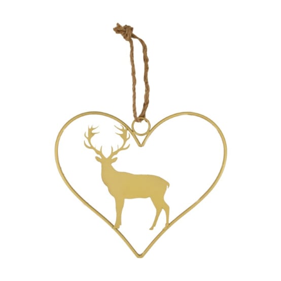 Suspension cœur métal avec cerf L.28 x l.0,50 x H.24 cm - Gamm vert