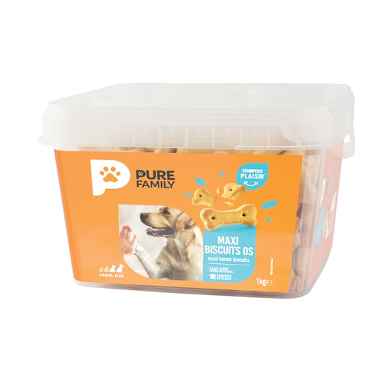 Maxi biscuits os pour chien grande taille 1kg - Pure Family - Gamm vert