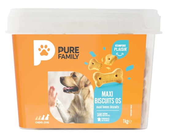 Maxi biscuits os pour chien grande taille 1kg - Pure Family - Gamm vert