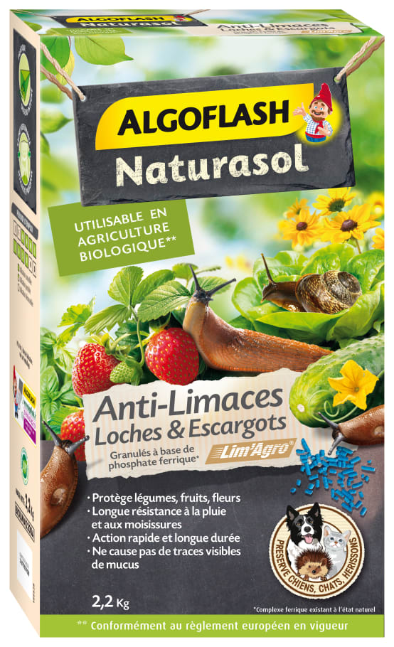 Anti-Limaces, Loches et Escargots 2,2 kg - Algoflash Naturasol - Gamm vert