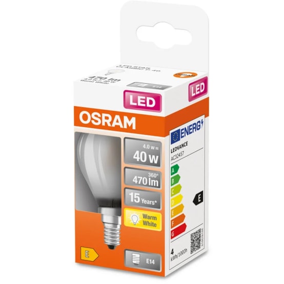 Ampoule LED filament verre dépoli E14 4 W blanc chaud – OSRAM - Gamm vert