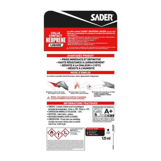 Colle Néoprène Liquide Multi-usages 125 ml - SADER - Gamm vert