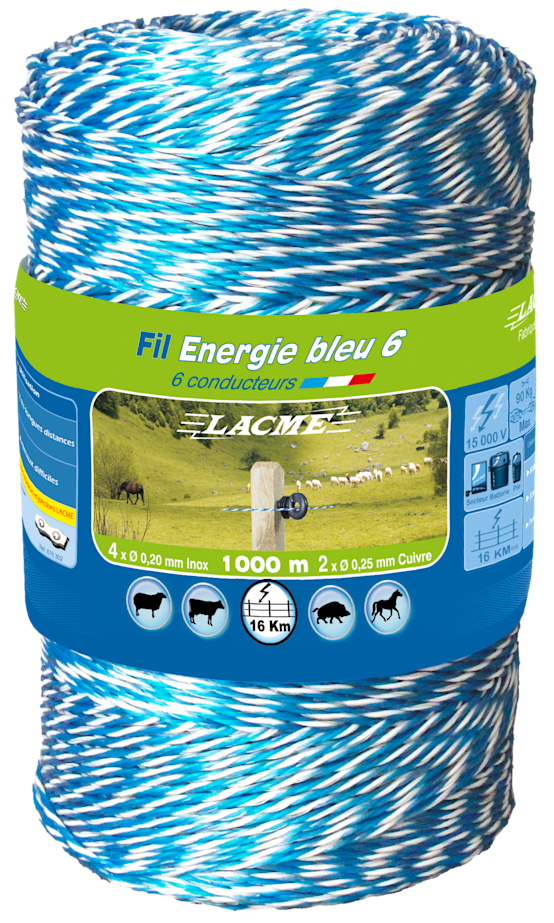 Fil ENERGIE BLEU 6, 6 Conducteurs, Bobine 1000 m - Gamm vert