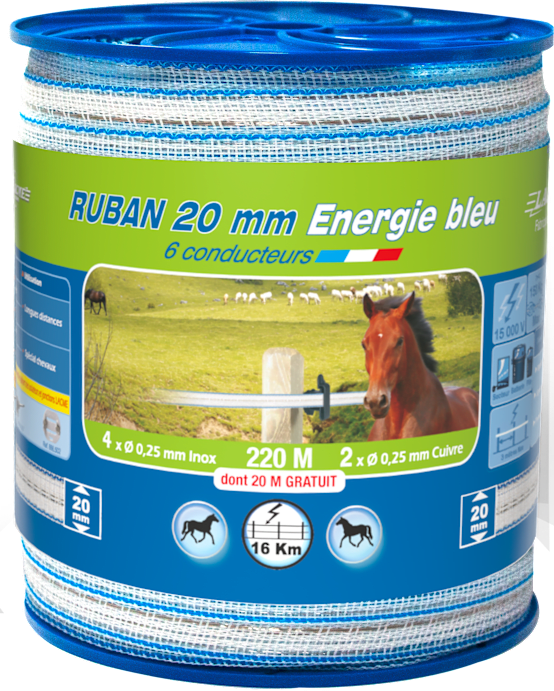Ruban 20 mm ENERGIE BLEU 200 m + 20 m gratuit - LACME - Gamm vert