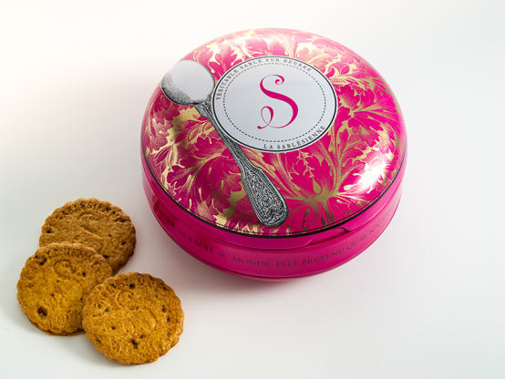 Boite ronde cuillère avec biscuits sablés caramel pur beurre 175g ...