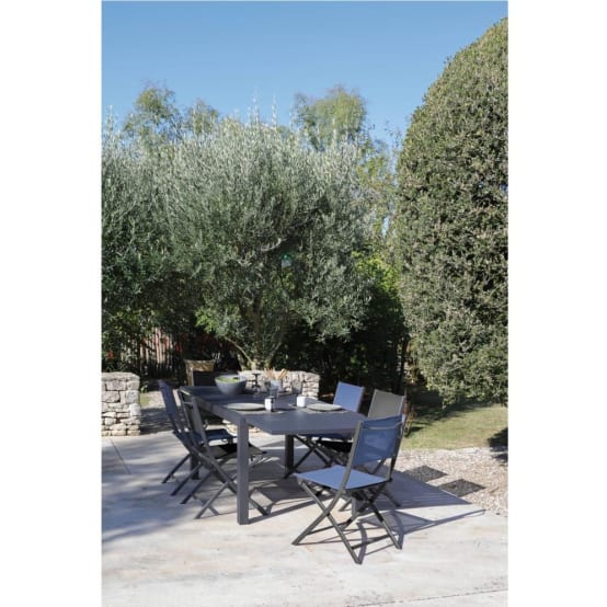 Table de jardin rectangulaire extensible alu graphite 10 personnes ...