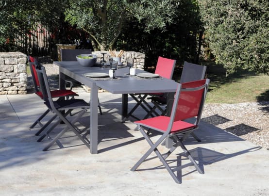 Table de jardin rectangulaire extensible alu graphite 10 personnes ...