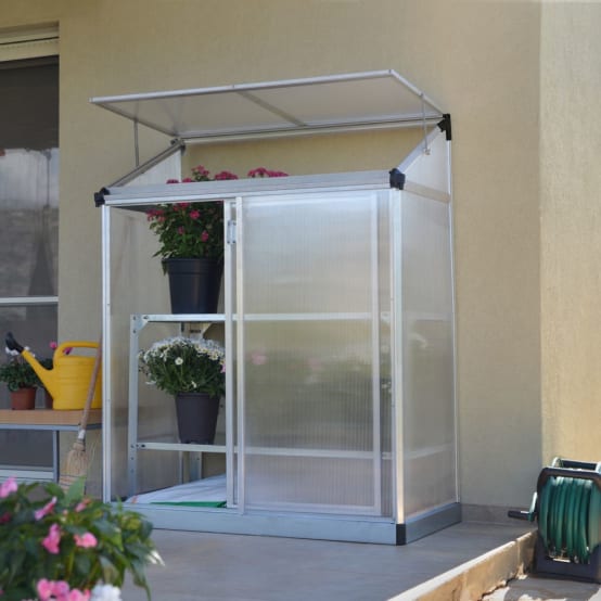 Serre balcon adossée polycarbonate alu - 0,80 m² - Palram Canopia ...