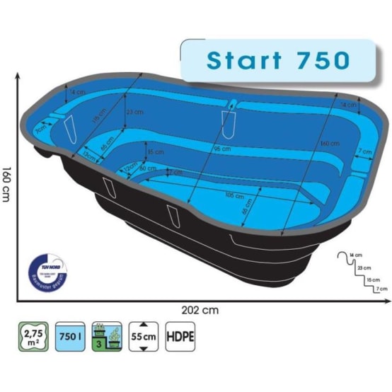 Bassin de jardin préformé Start 750 L - Ubbink - Gamm vert