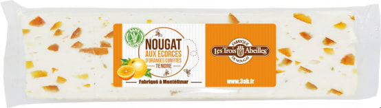 Barre de nougat tendre aux écorces d’oranges confites 100 g - Les 3 ...