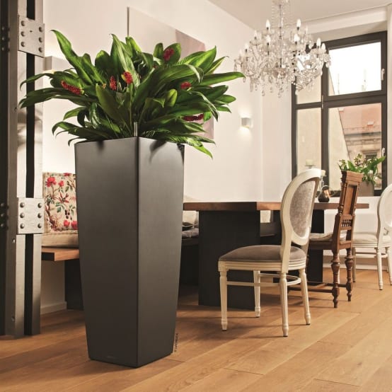 Pot Lechuza Cubico alto Premium L40 H105 cm anthracite métallisé - Gamm ...