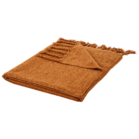 Plaid marron à franges L.170 x l.130 cm - ECLOZ - Gamm vert