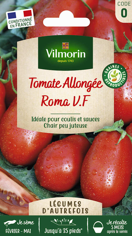 Tomate Roma Légumes d'Autrefois série 0 sachet graines 0,2 g - Vilmorin ...